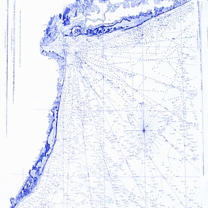 Nautical Chart of the Coast Fabric Panel-24" X 42"-for Wall Hanging or ...