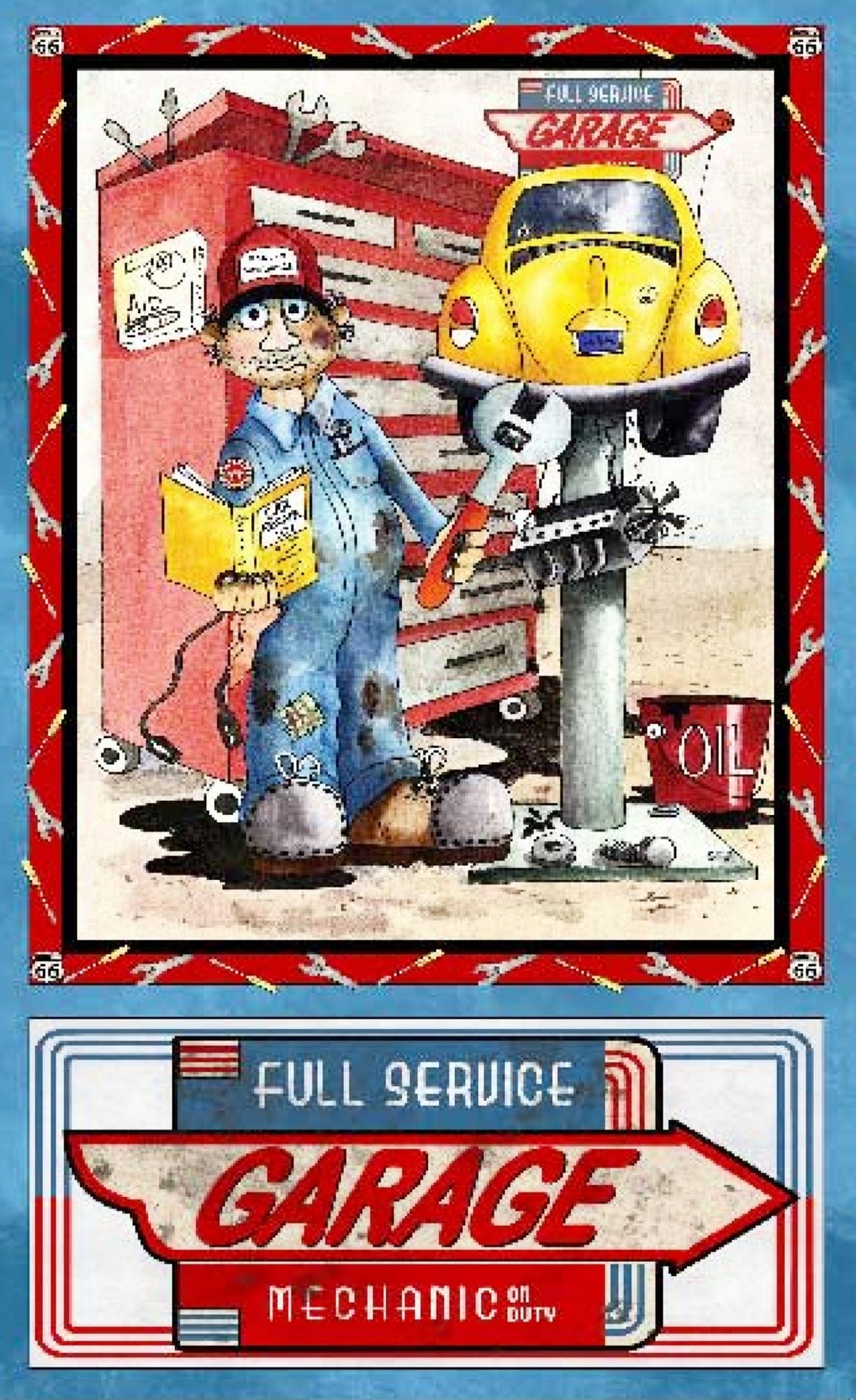 Mister Mechanic Fabric-by the Panel-23" X 44"-qt Fabrics-cotton - Etsy