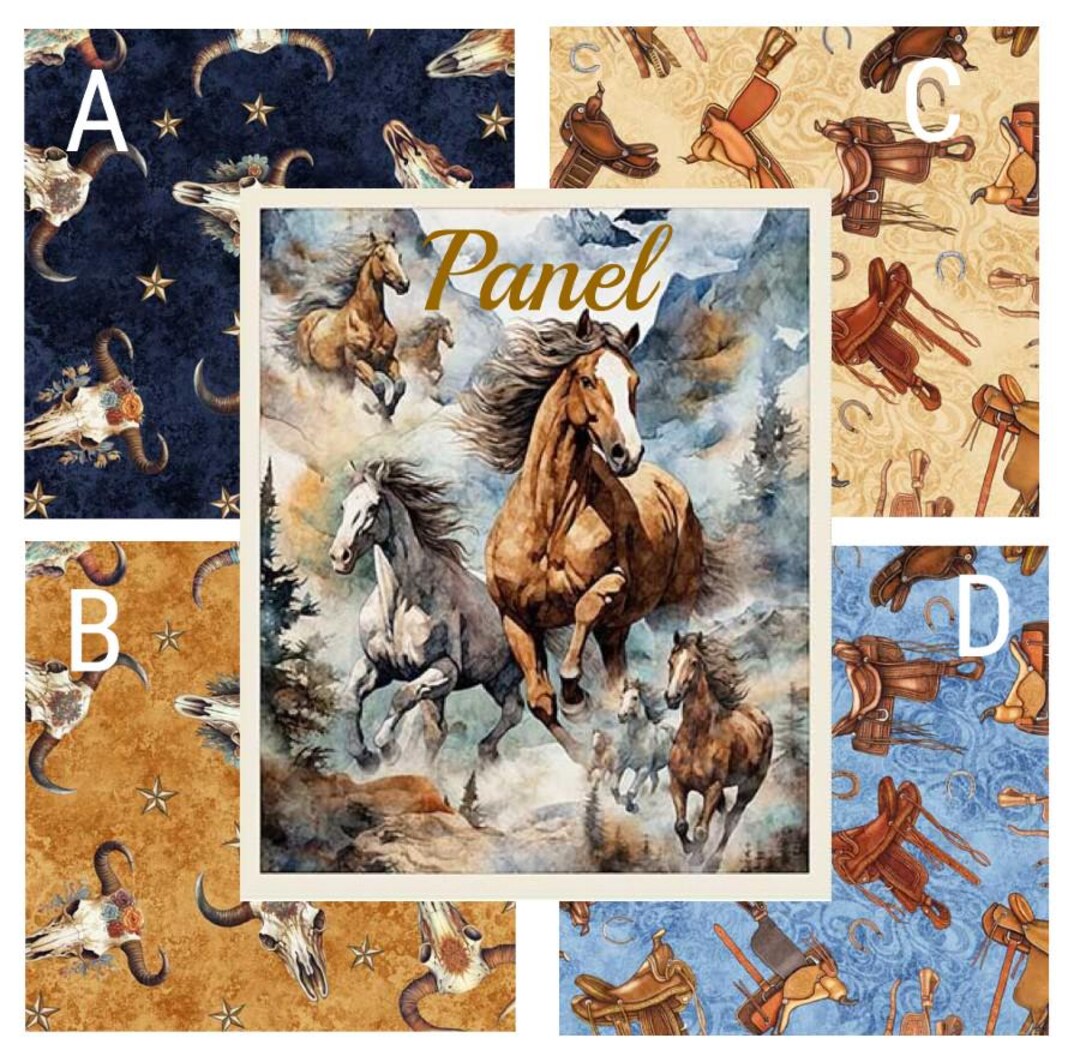 Running Wild Western Fabric-by the Large Panel-1/2 Yd & Yard-5 ...
