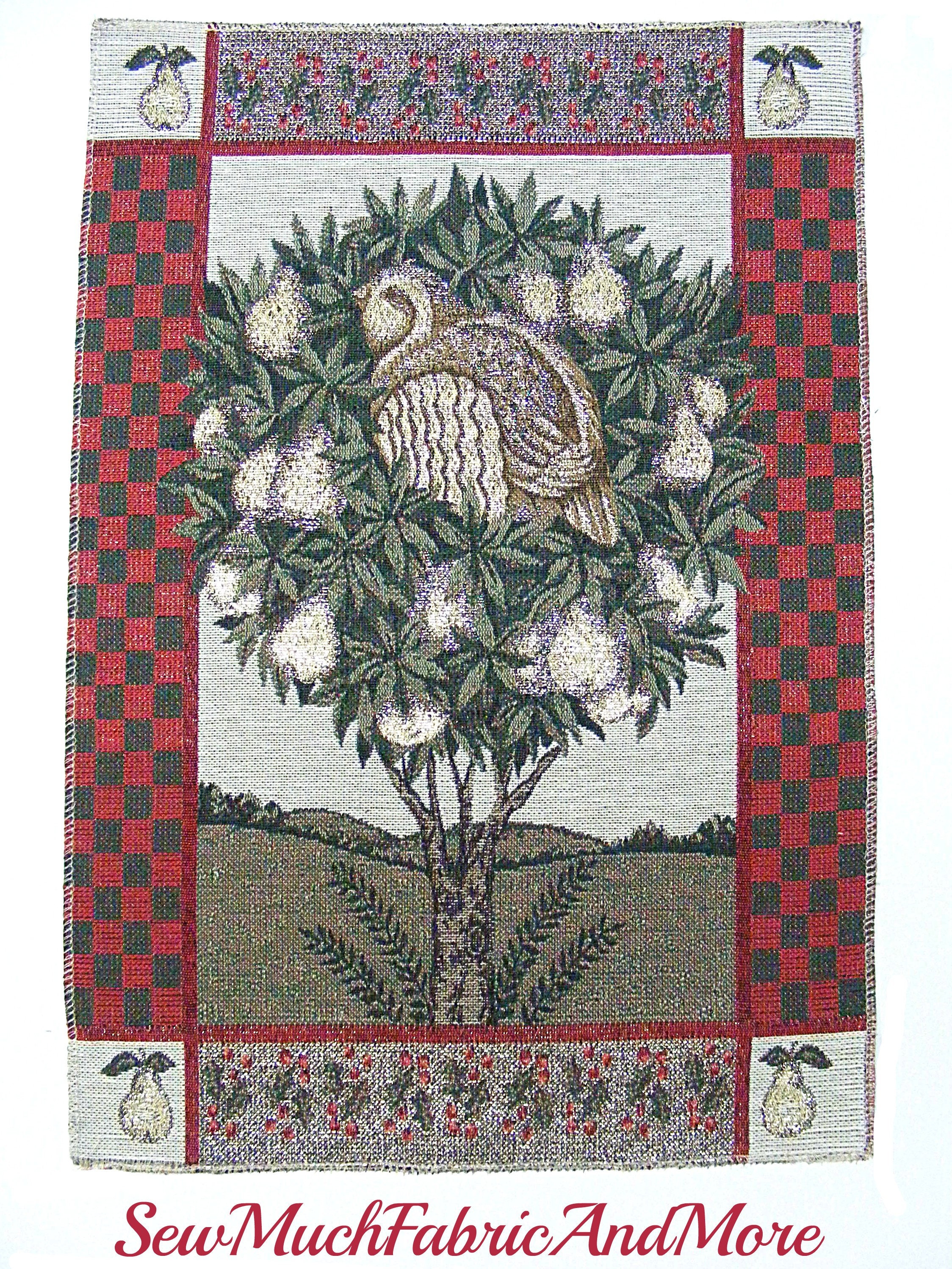 Partridge in a pear tree tapestry fabric panel-13-1/2x | Etsy