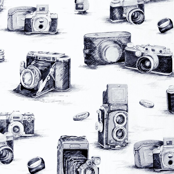 Vintage Camera Fabric by Yard - Etsy