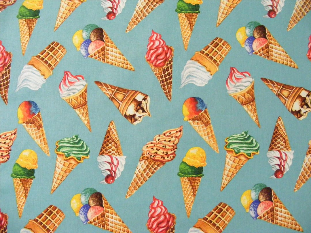 Waffle Ice Cream Cones Fabric-by the 1/2 Yard and Yard-cotton-david ...