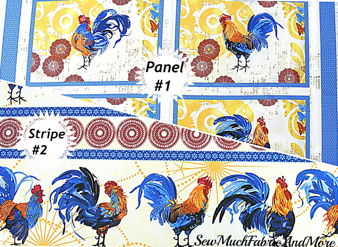 French Country Bright & Early Rooster Fabric~panel~23" X 44"and ...
