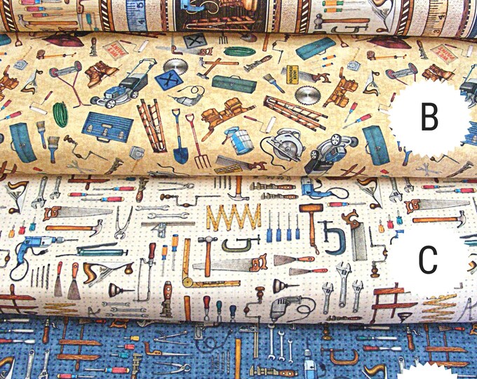 A Little Handy Fabric-by the 1/2 Yard & Yard-4 Selections-power Tools ...