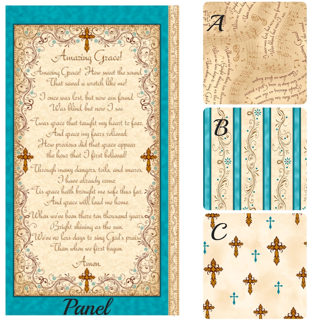 Amazing Grace Fabric-by the Panel-1/2 Yard and Yard-4 Selections-cotton ...