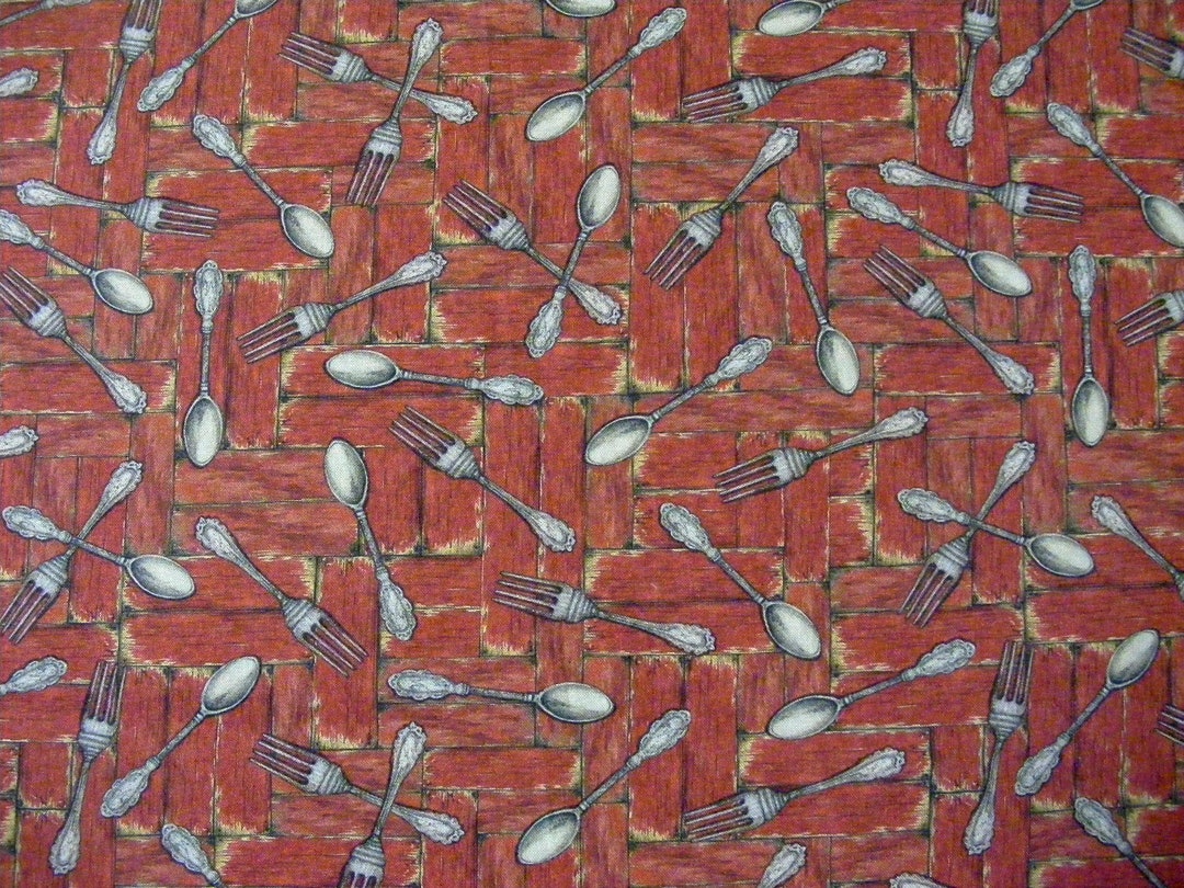 Forks & Spoons Fabric-by the Yard or 1/2 Yd-2 Designs-tableware ...