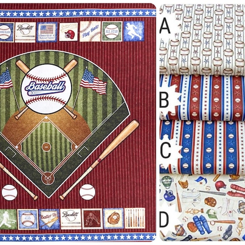 Baseballs & Bats Sports Cotton Fabric by the Yard - Etsy