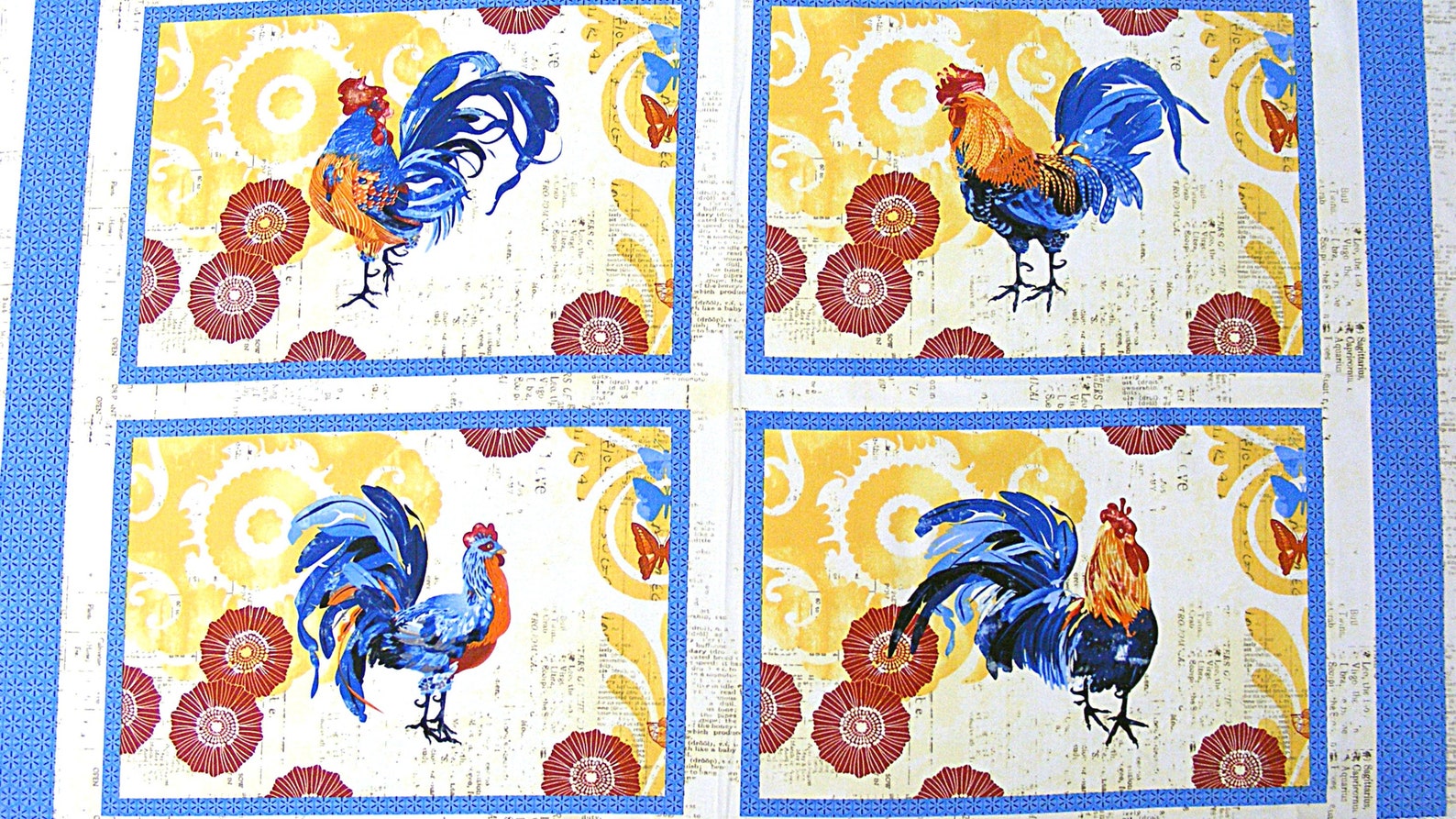 French Country Bright & Early Rooster Fabricpanel23 X - Etsy