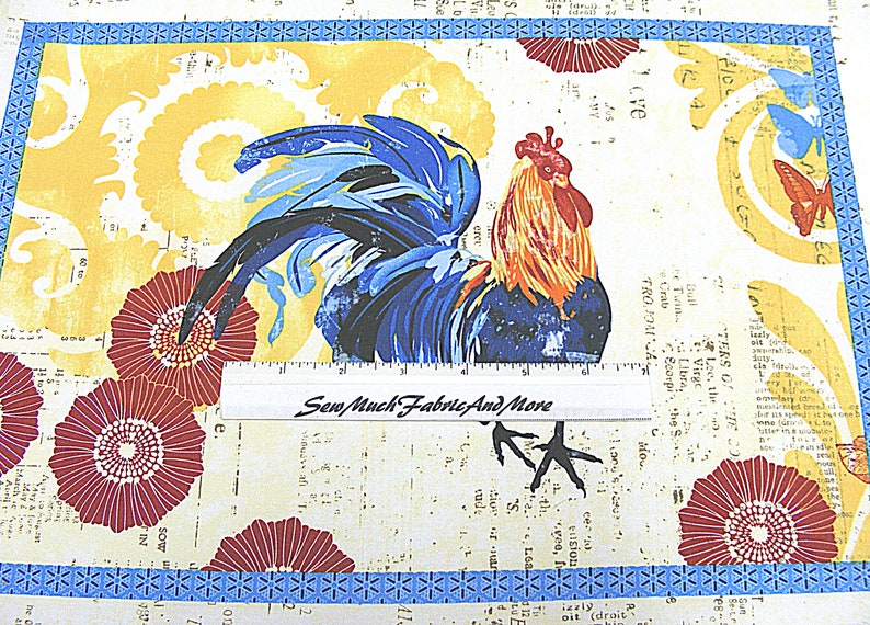 French Country Bright & Early Rooster Fabricpanel23 X - Etsy