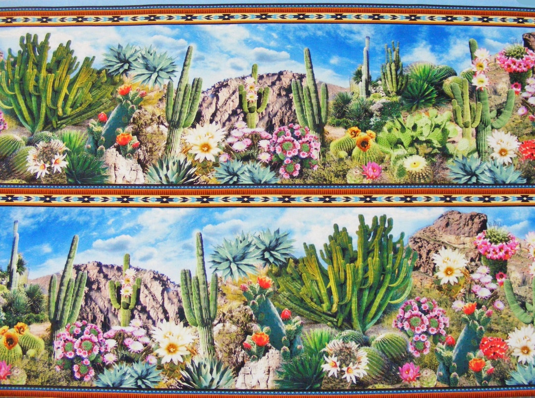 Sonora Desert Stripe Fabric-by the Yard & 1/2 Yard-cactus Southwestern ...