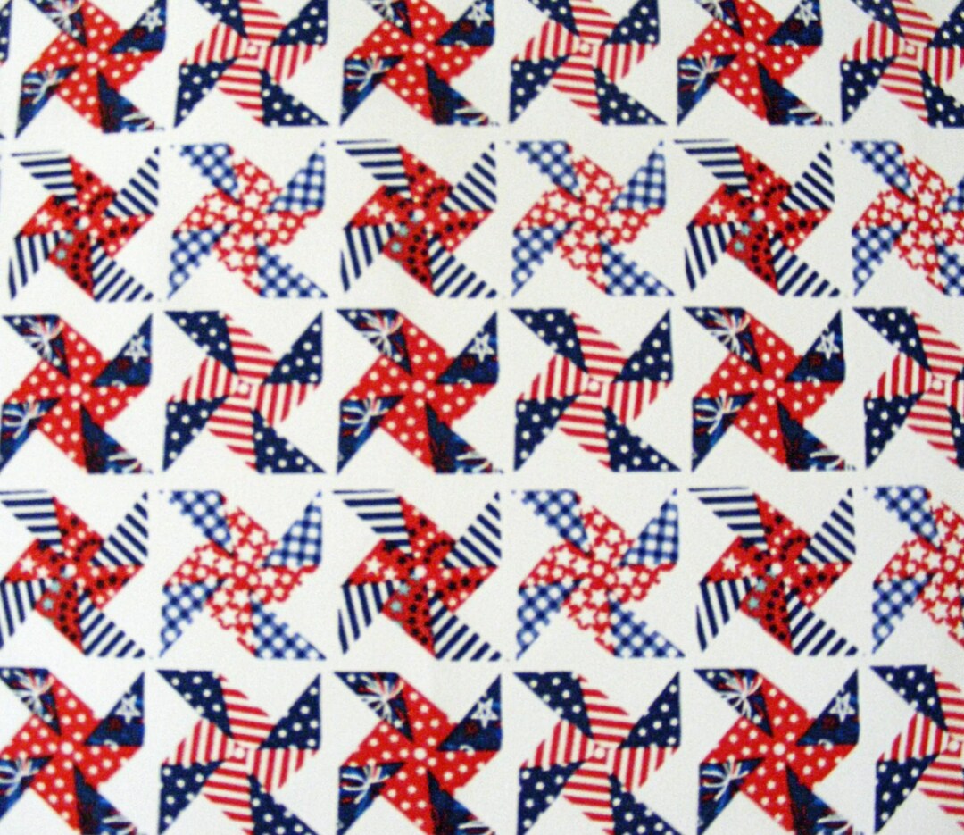 Patriotic Pinwheels Fabric- by the Yard-cotton-stars and Stripes and ...