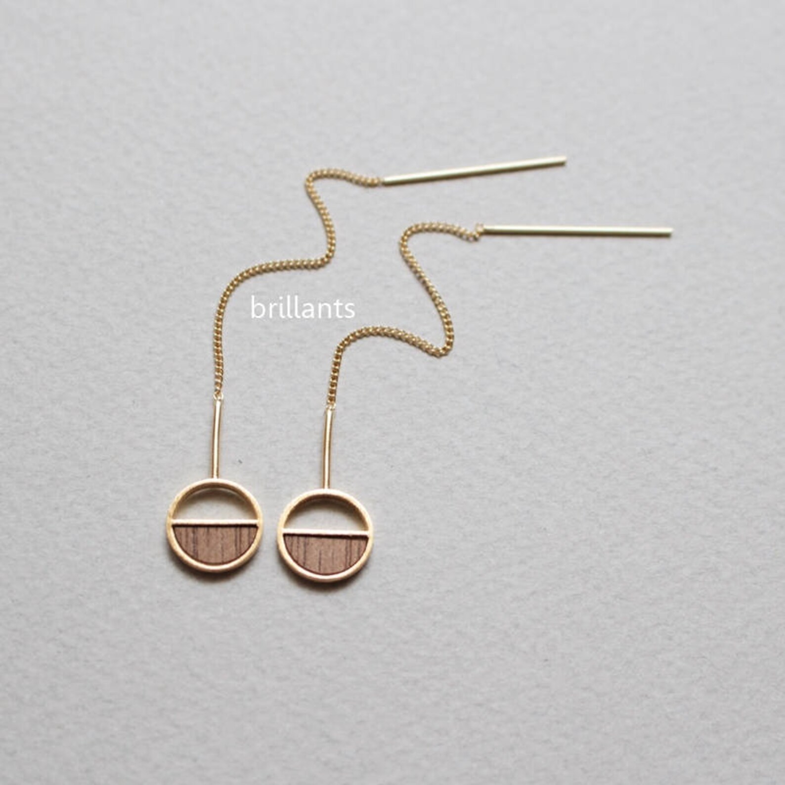 Wood Circle Threader Earrings pair Earrings Geometric | Etsy