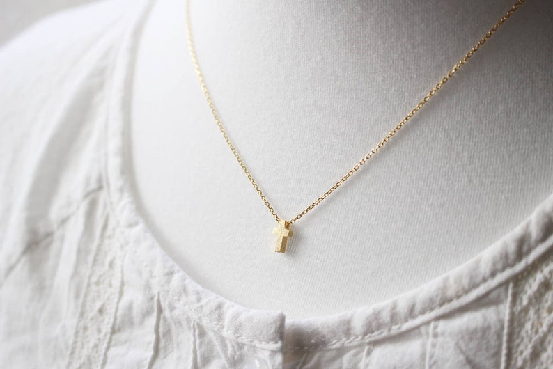 Tiny Cross Necklace in Gold or Silver Tiny Necklace - Etsy
