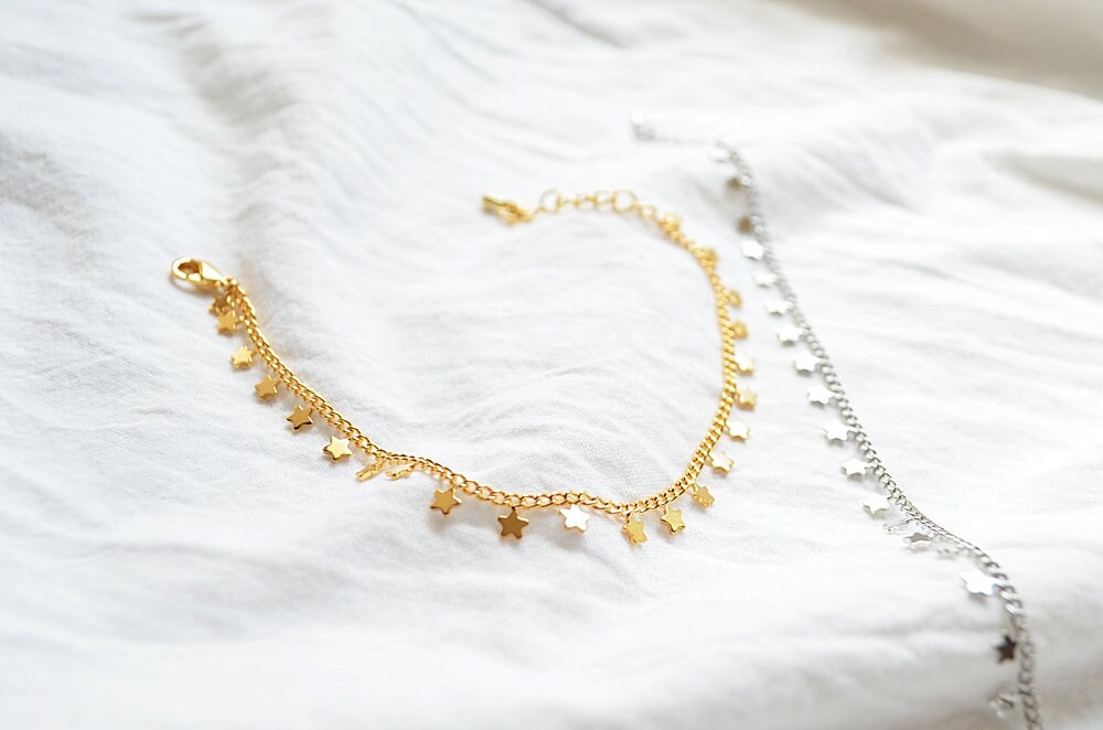 Star bracelet Star chain bracelet Dainty Ankle bracelet | Etsy