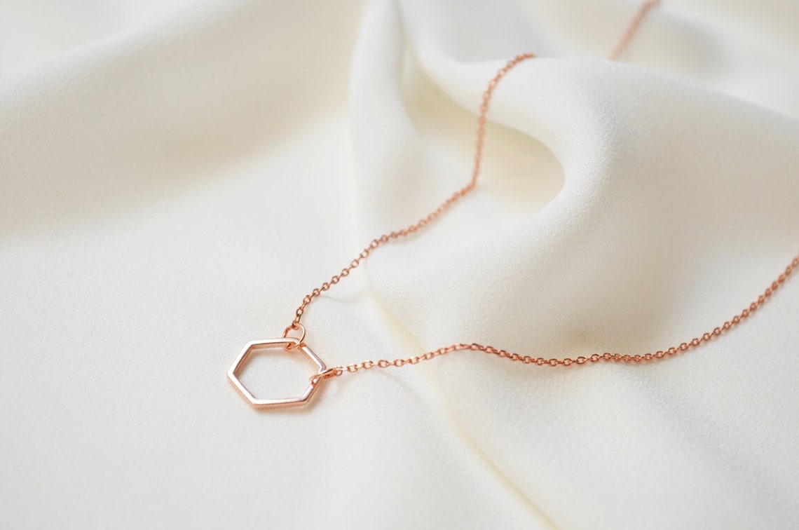 Hexagon Necklace Geometric Necklace Honeycomb Necklace | Etsy