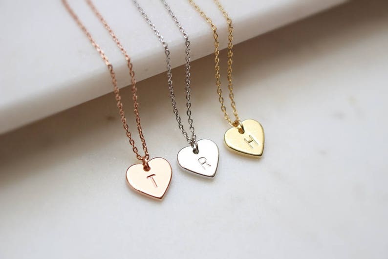 Personalized Heart necklace Initial heart Bridesmaid | Etsy