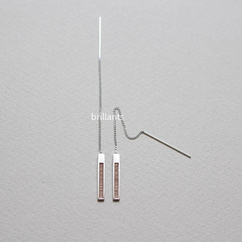 Wood Bar Threader Earrings Ear Threader Gold Rose Gold | Etsy