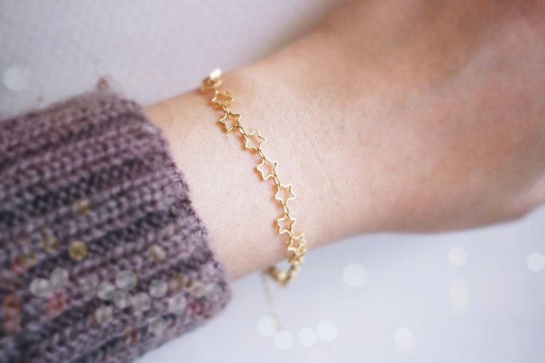 Star Link Bracelet Moon Link Bracelet Moon Star Simple - Etsy