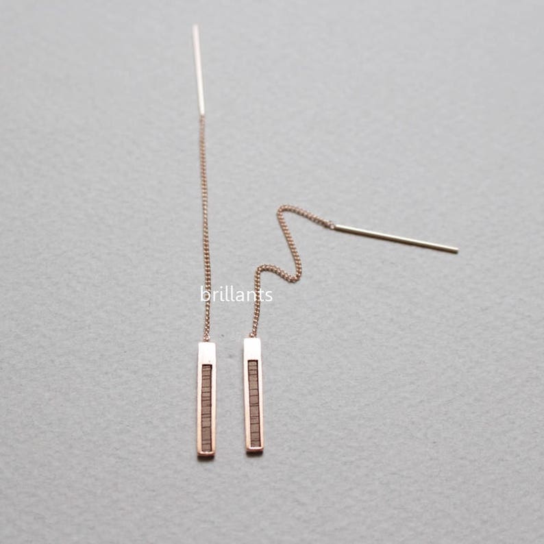 Wood Bar Threader Earrings Ear Threader Gold Rose Gold | Etsy