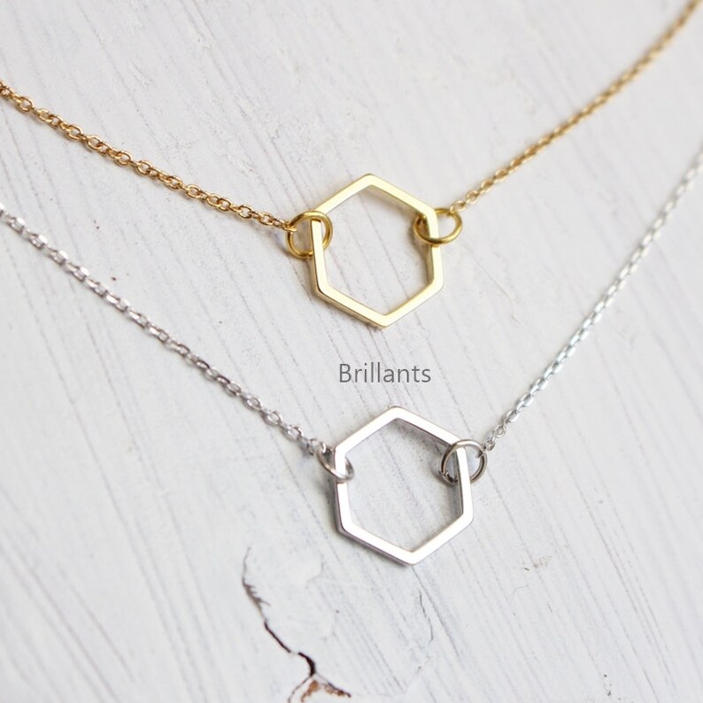 Hexagon Necklace Geometric Necklace Honeycomb Necklace | Etsy