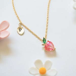 Initial Peach Necklace, Ariana Peach Necklace, Personalized Necklace ...