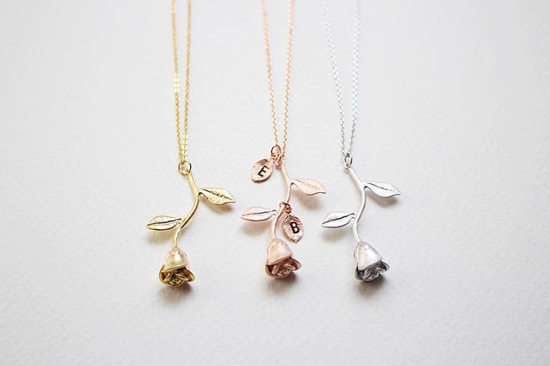 Rose necklace Flower necklace Personalized necklace Wedding | Etsy