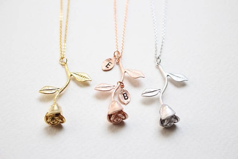 Rose necklace Flower necklace Personalized necklace Wedding | Etsy