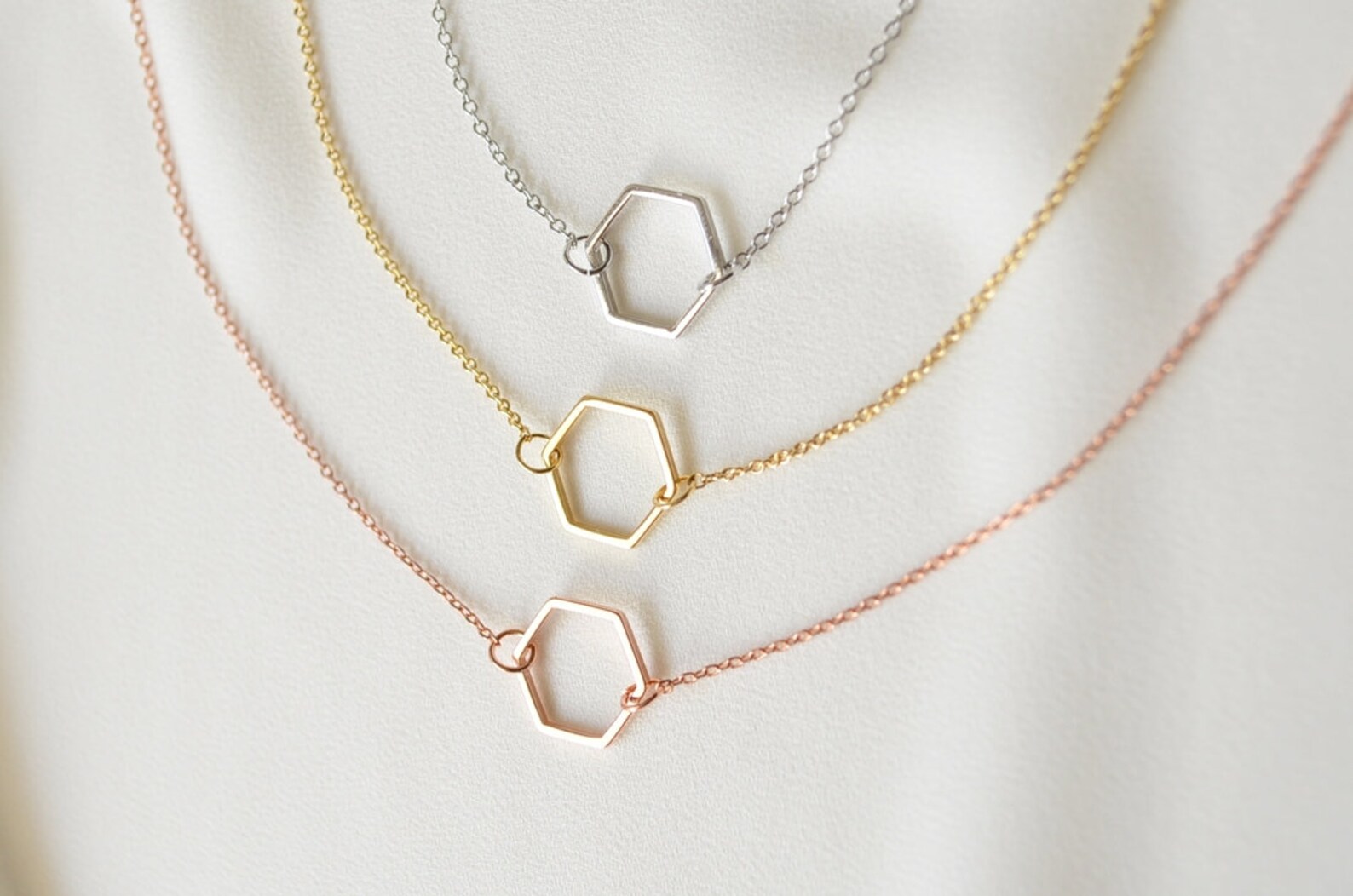 Hexagon Necklace Geometric Necklace Honeycomb Necklace | Etsy