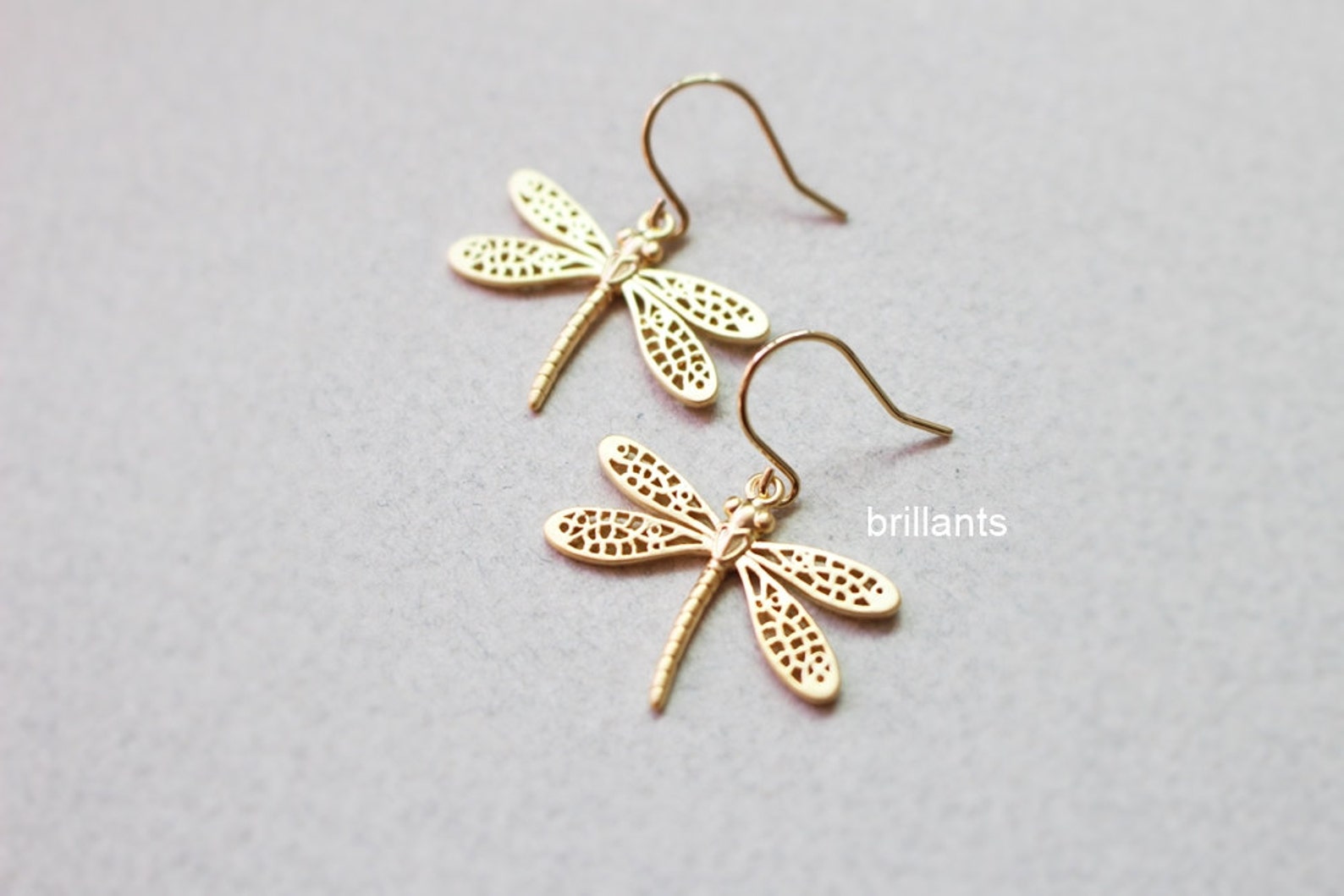 Dragonfly Earrings in Gold or Silver Insect Earrings Simple | Etsy