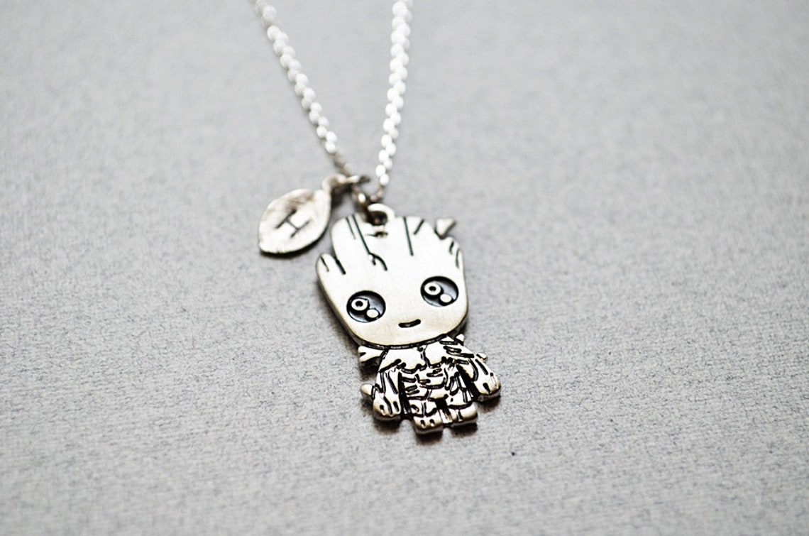Personalized Baby Groot Necklace Galaxy Initial Necklace - Etsy