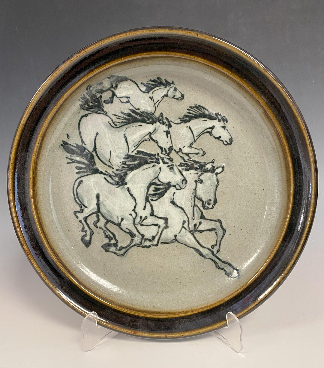 Denise Morris 15" Clear Glaze Platters. Hand-painted Slip Trail Ayers ...