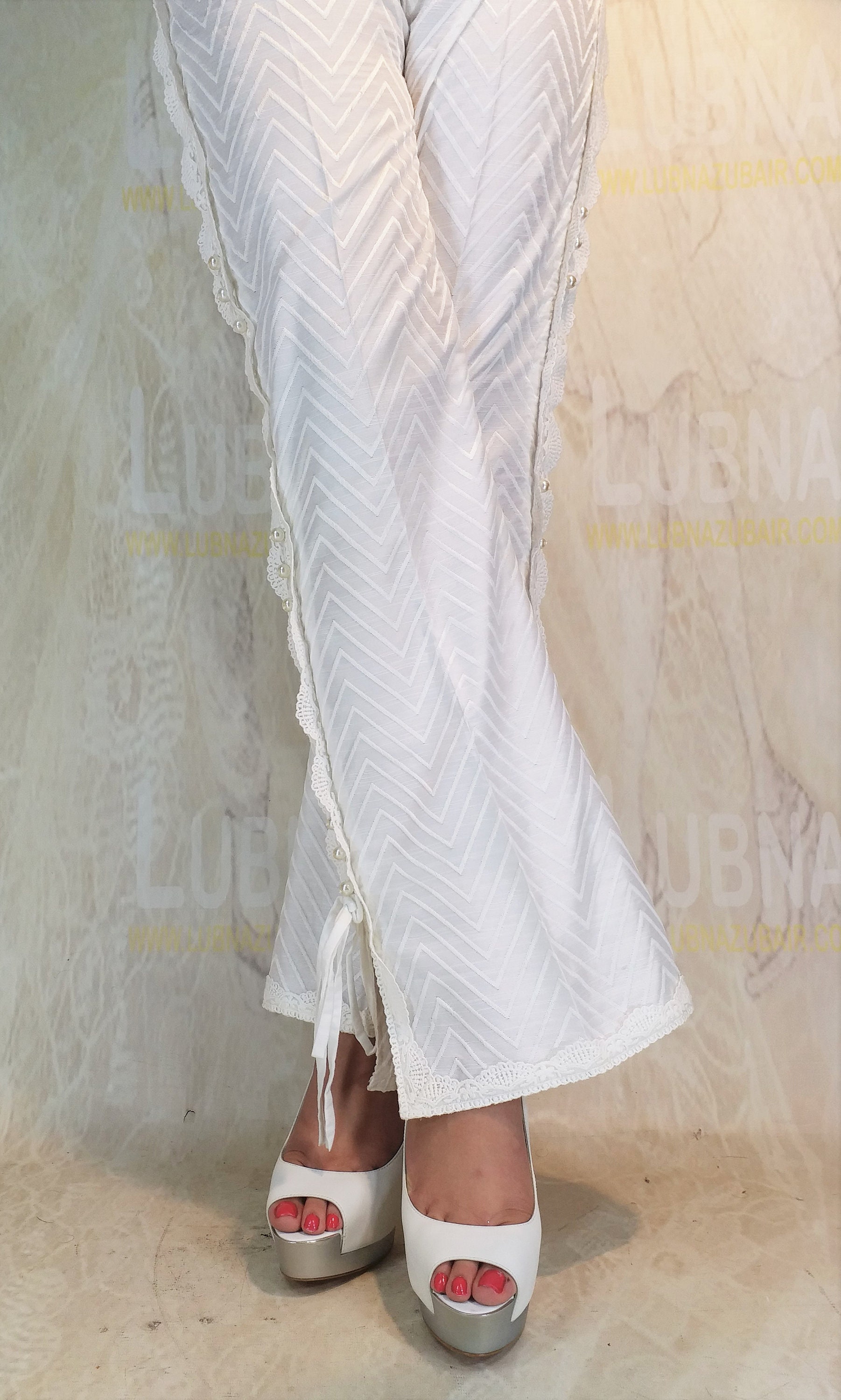 Embroidered Pearl White Boot Cut Pants Embellished With Pearls - Etsy