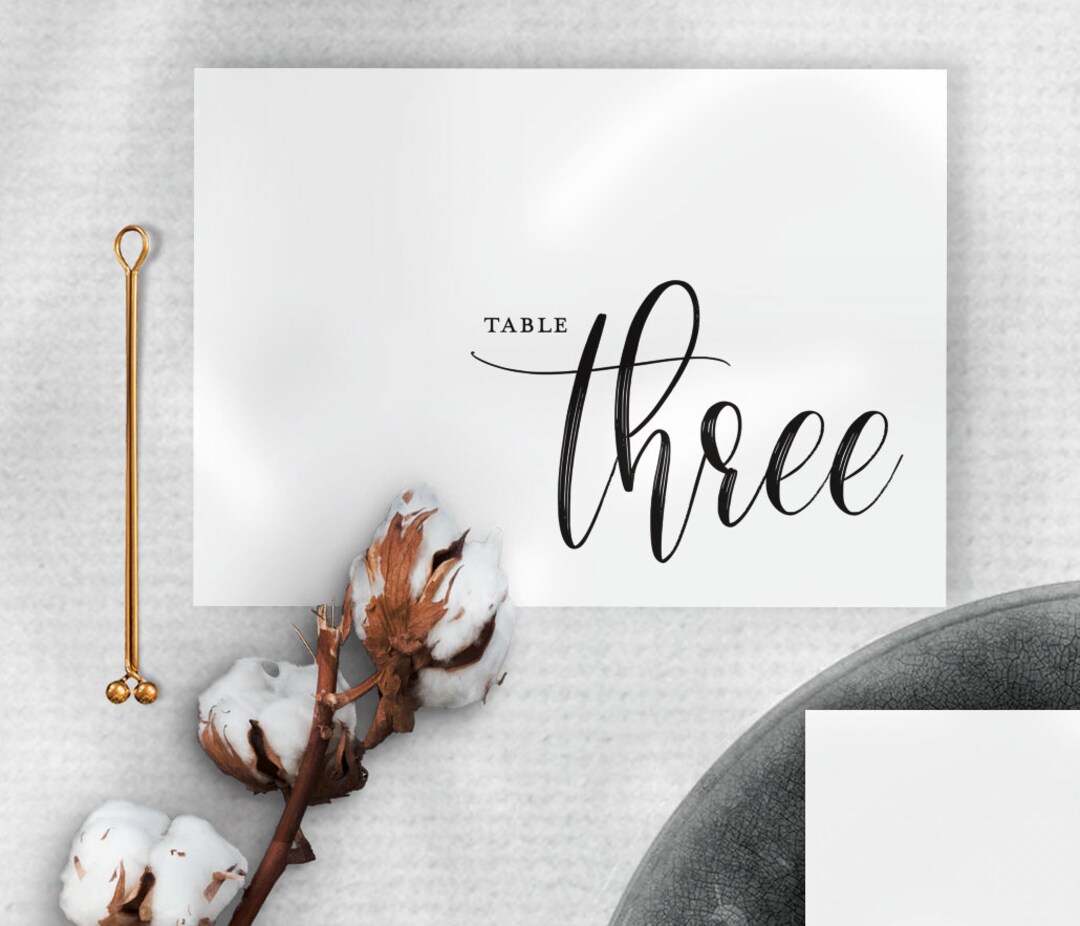 Playful Script Table Numbers: Calligraphy Wedding Table Number Cards ...