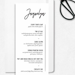 Modern Handwritten Script Wedding Place Card Menu: Modern Menu Card ...