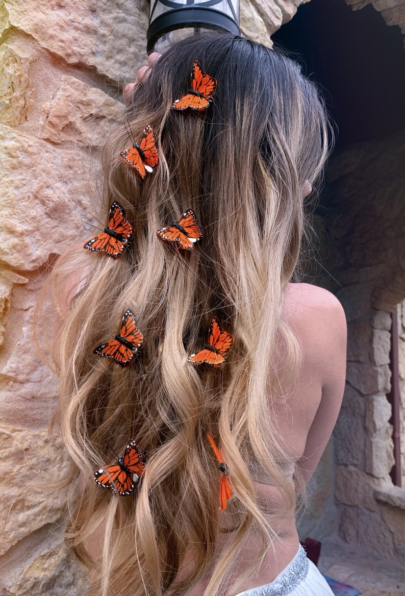 Monarch Orange Butterfly Hair Clips 90s Fairy Hair Pin - Etsy