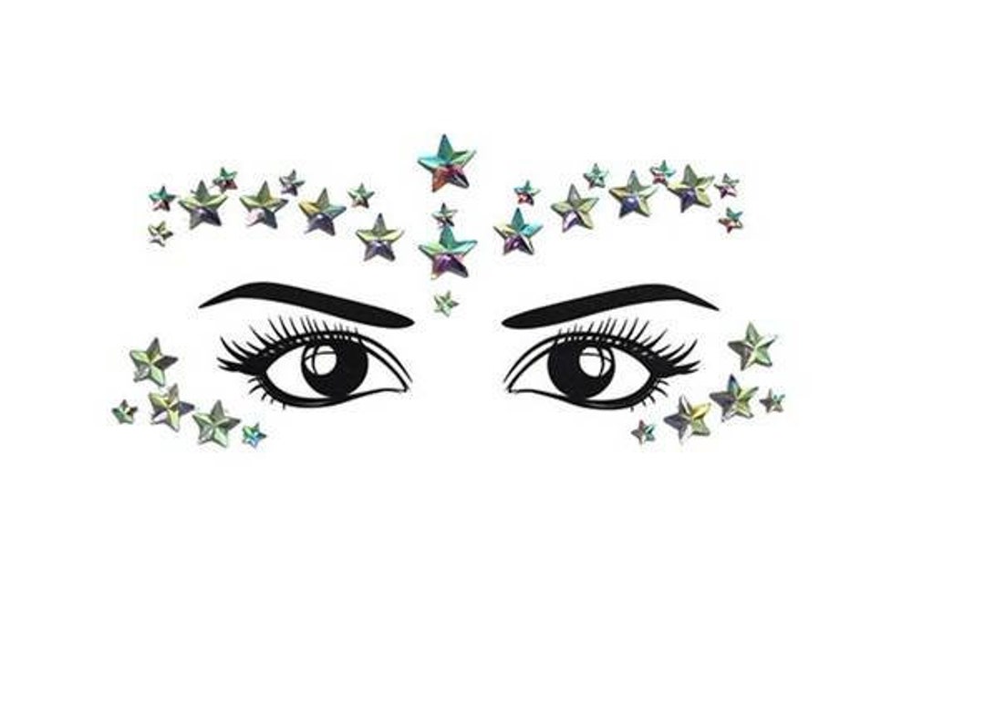COSMIC FACE JEWELS Star & Moon Face Gems Face Rhinestones Crystal Body ...