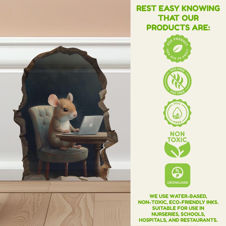 Mouse Hole Wall Decal: Funny Bathroom Art, Cottagecore Decor - Etsy