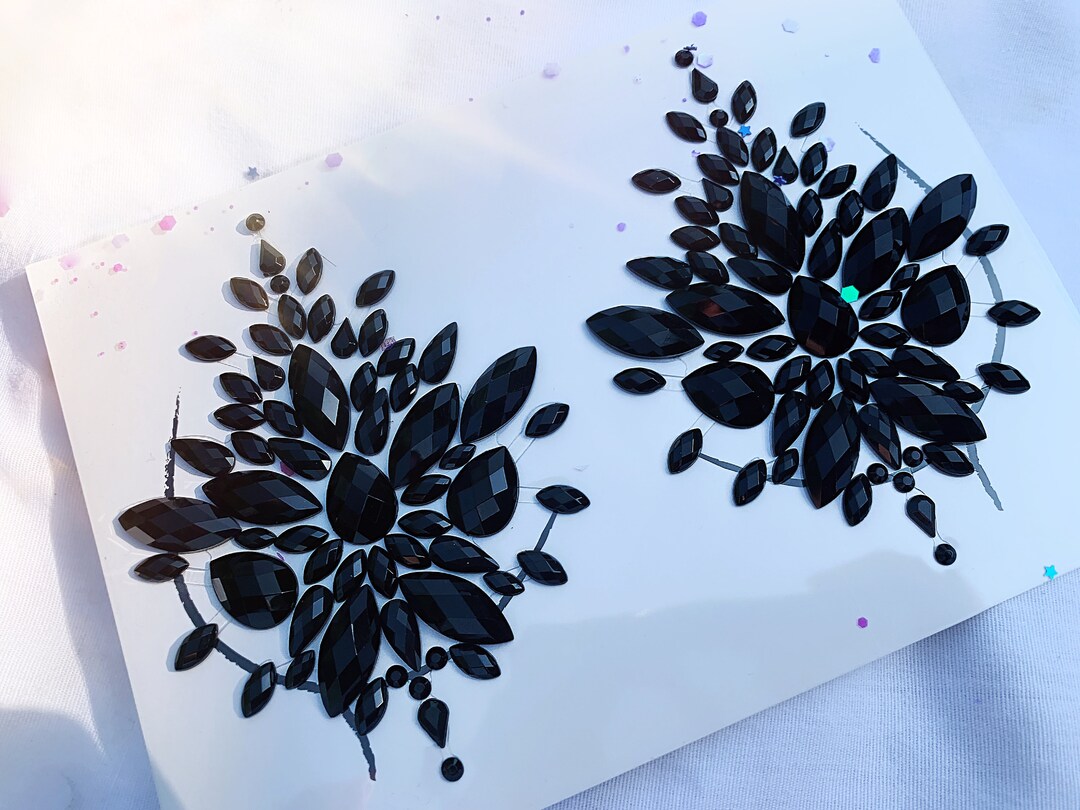 BLACK Halloween Festival Pastie Pasty Sticker Body Gem Outfit Black ...