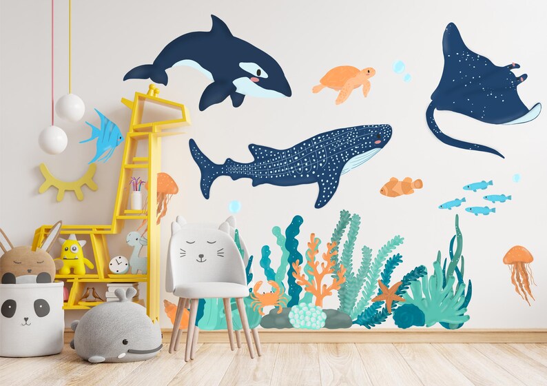 Watercolor Ocean Animals Wall Decals: Undersea Nursery Decor - Etsy
