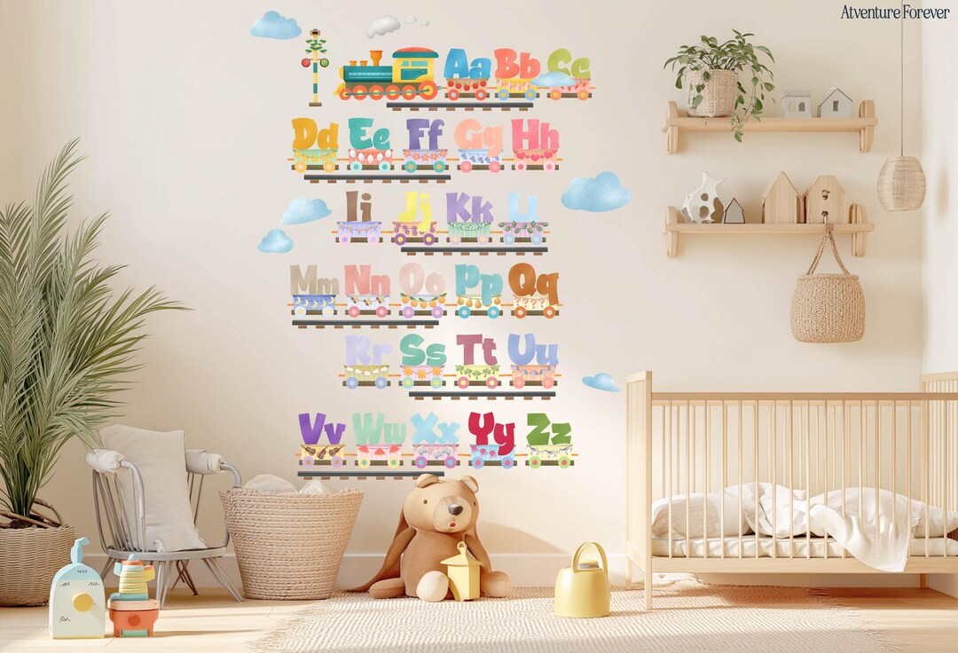 Alphabet Train Wall Decals | ABC Nursery Decor - Etsy
