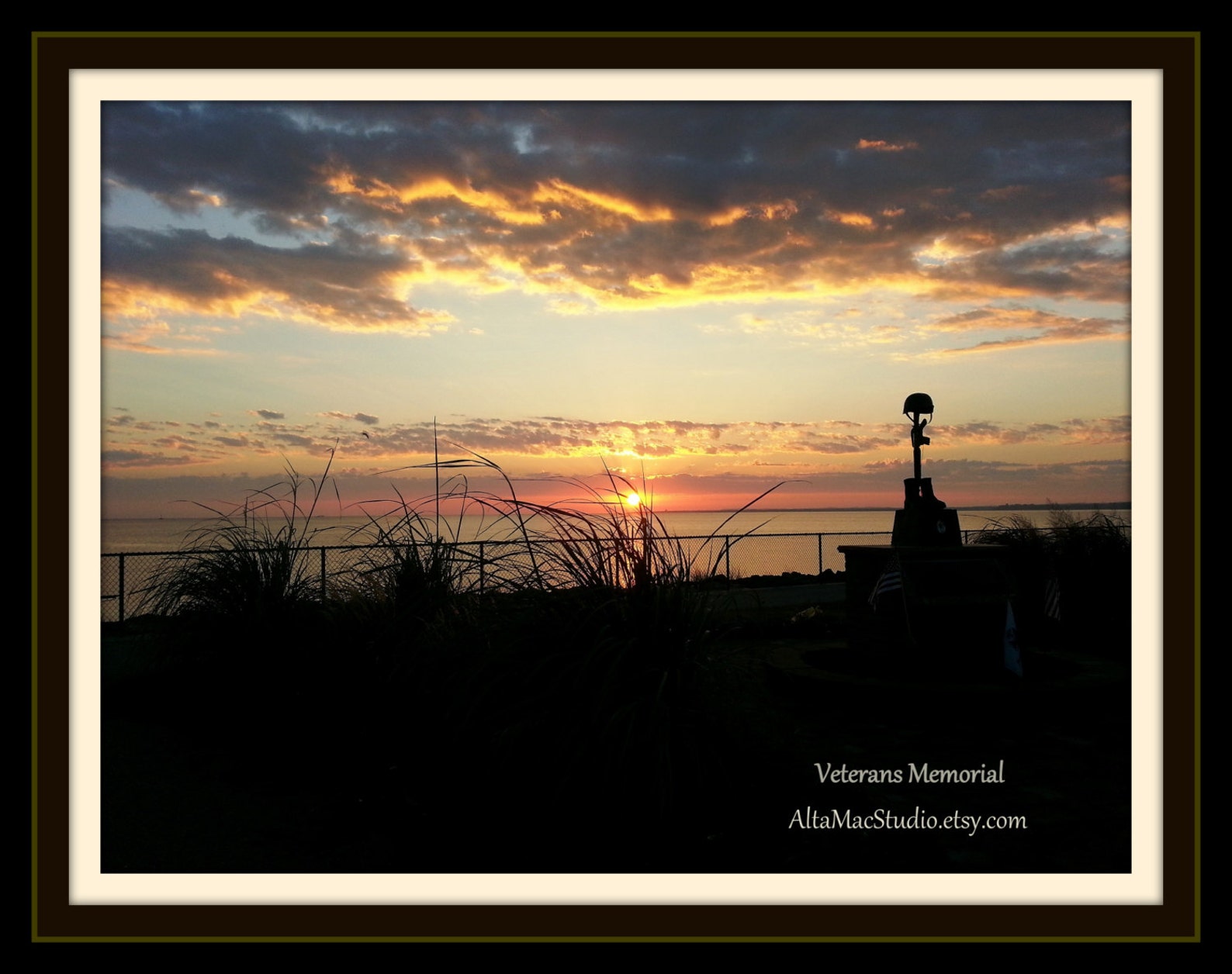 Original Color Photography, Sunrise at Veteran Memorial, Military Decor ...