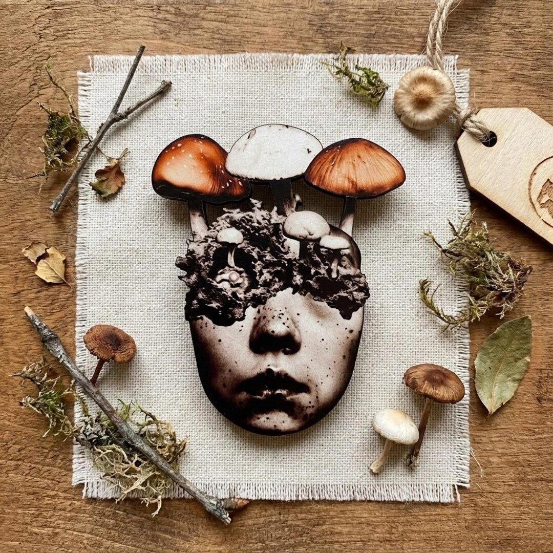 The Mycelium Mind - Whimsically Weird Mushroom Brooch, Colorful Jewelry ...
