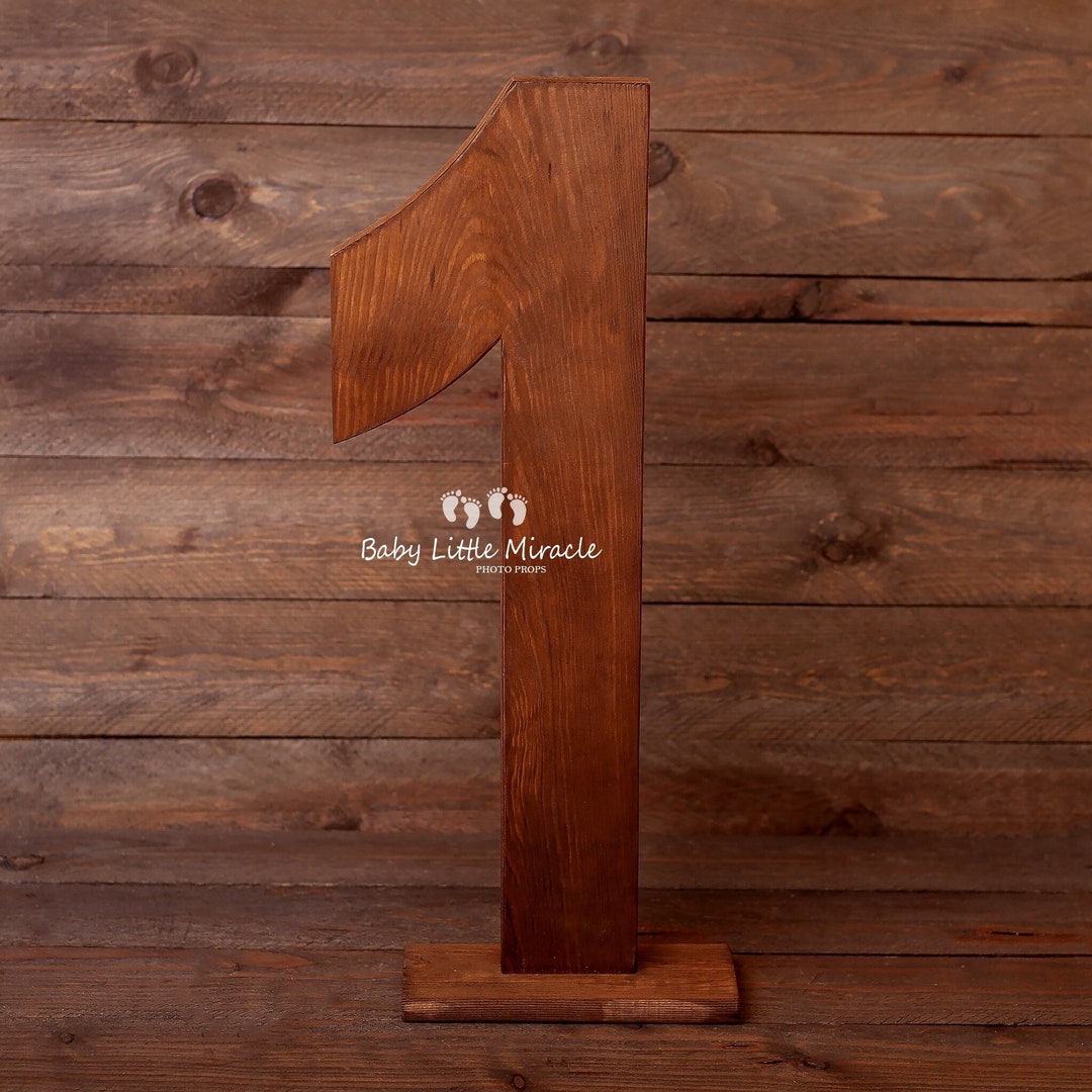 60cm Big Wooden Digit 1, Photo Prop for First Birthday, Number One ...