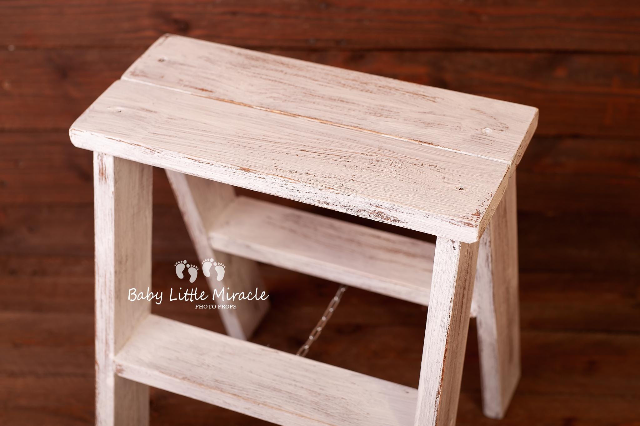 Wooden Ladder, Photo Prop, Sitters Prop, Wooden Stool, White Ladder ...