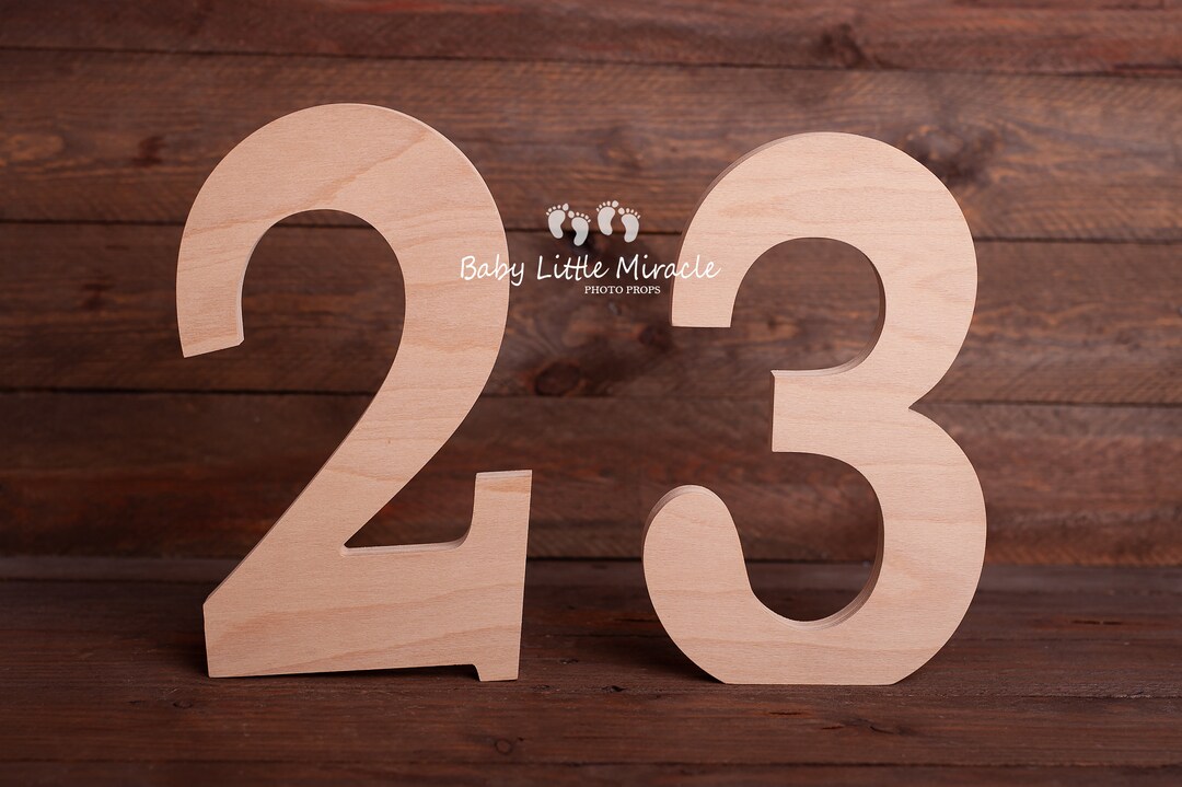 Wooden Digits, Number 2, Wooden Number 3, Photo Prop for Birthday ...