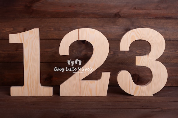 25cm Big Wooden Digits Photo Prop for First Birthday Number | Etsy