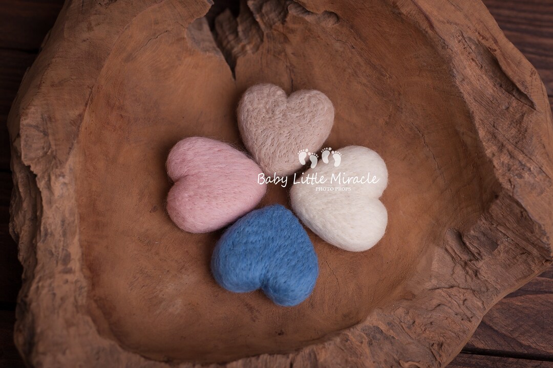 Newborn Photo Props, Photo Prop, Felted Heart, Needle Felted Hearts ...