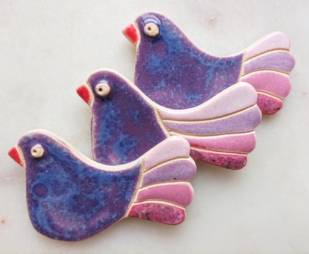 Set of 3 Fridge Magnets for Kitchen Decor • Handmade Ceramic Bird ...