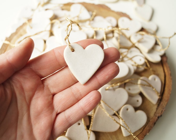 Little Heart Wedding Favors in Bulk, Ceramic Hearts, White Hearts ...