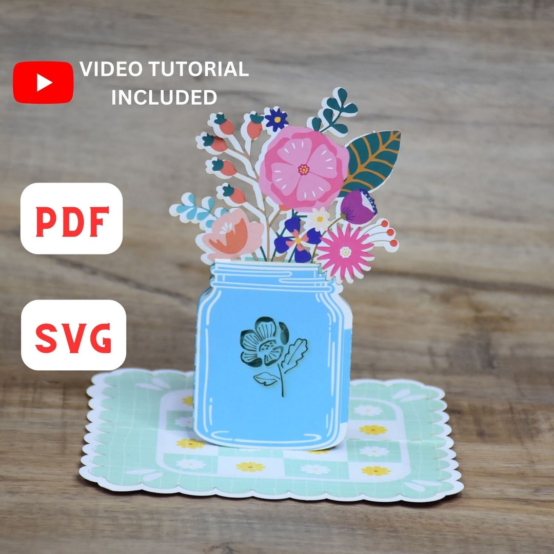 Paper Flower Pop up Card SVG, Printable Template Pop Up, Digital ...